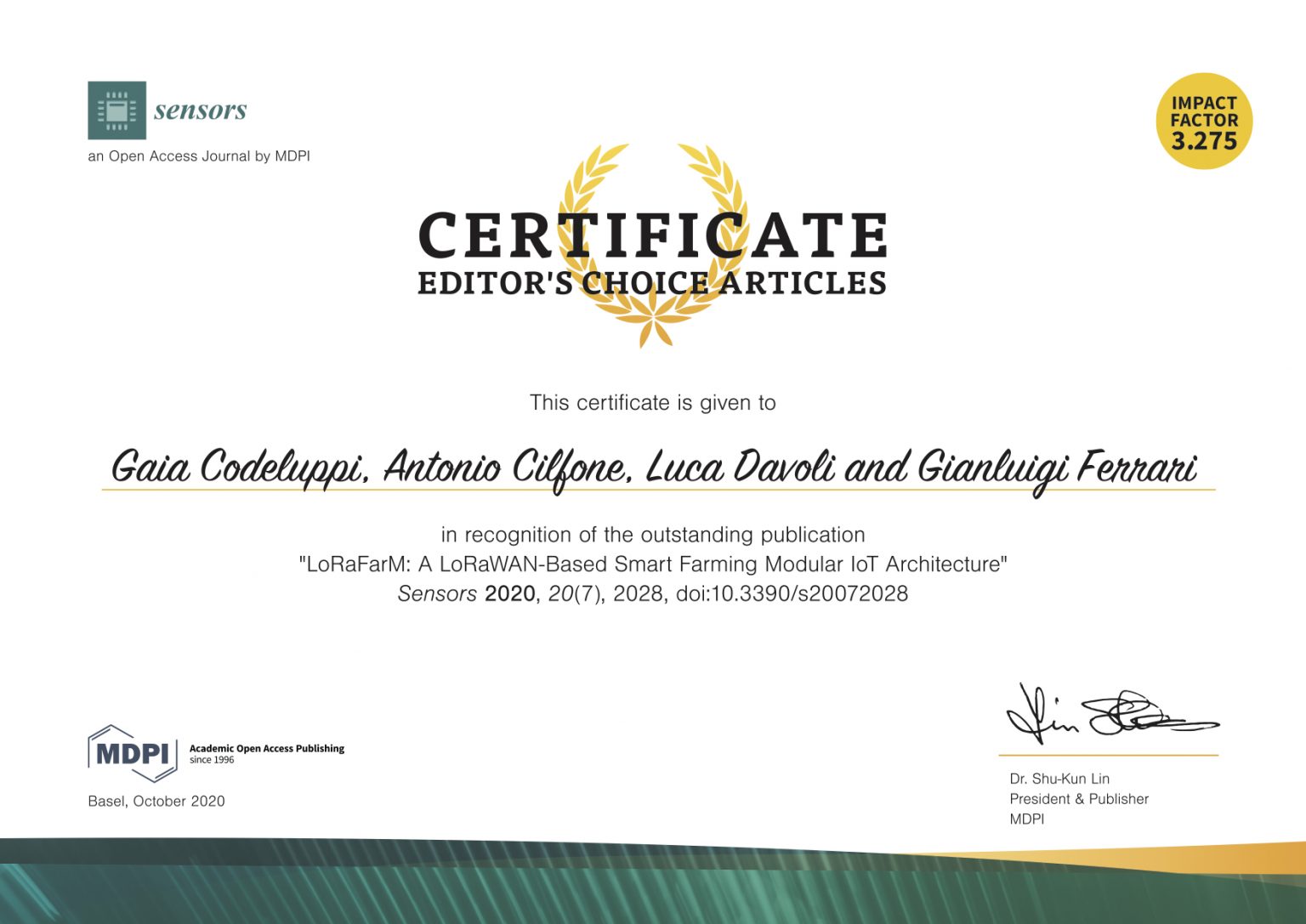 Sensors_certificate_LoRaFarm_Oct2020 – Internet of Things Laboratory